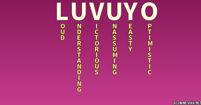 Last name meaning - luvuyo
